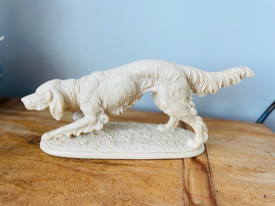 A. Santini Classic Irish Setter Statue, Alabaster Resin, Made in Italy ...