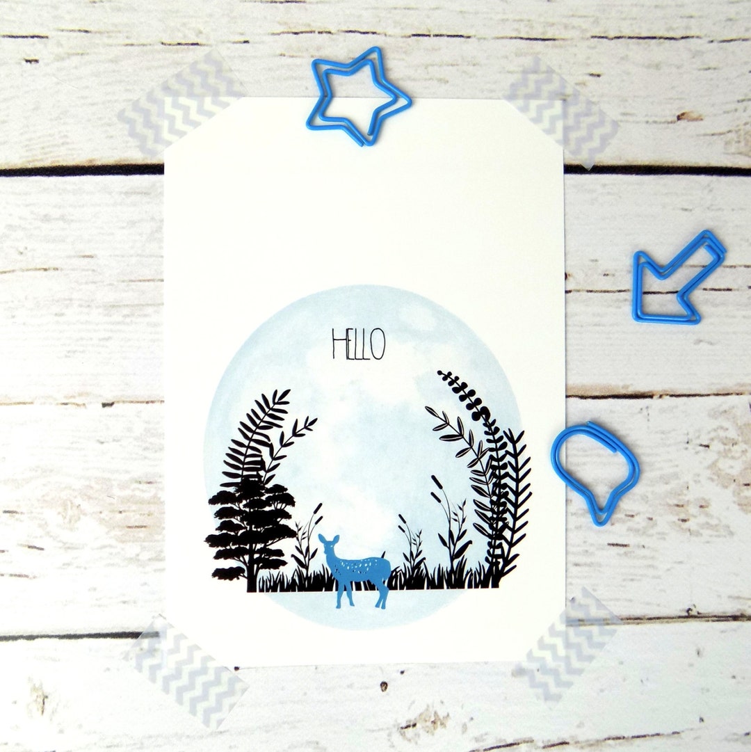 Woodland Deer Print Postcard, Forest Postcard Stationary - Etsy