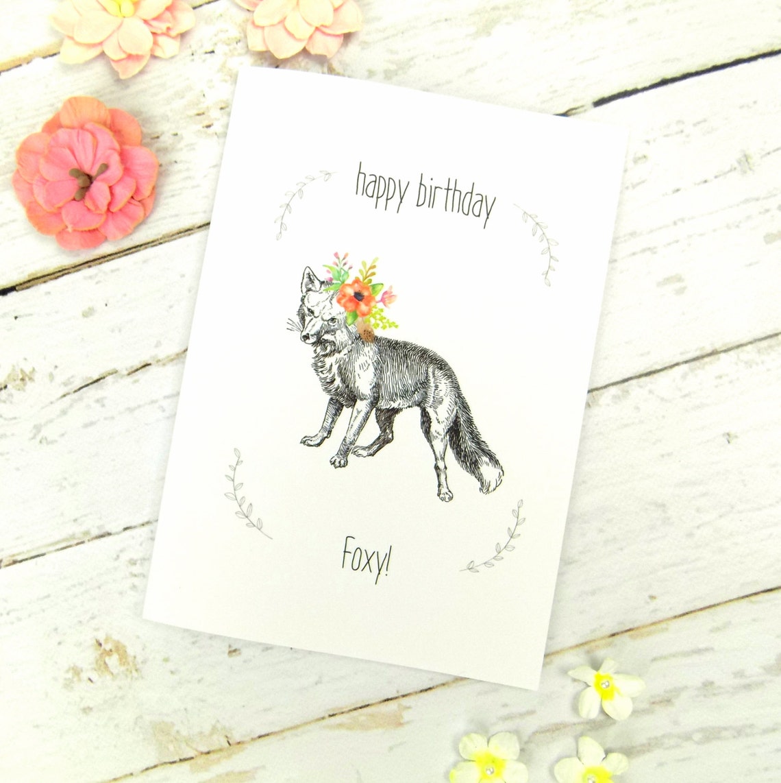Fox Print Birthday Card Cute Funny Foxy Birthday Card - Etsy