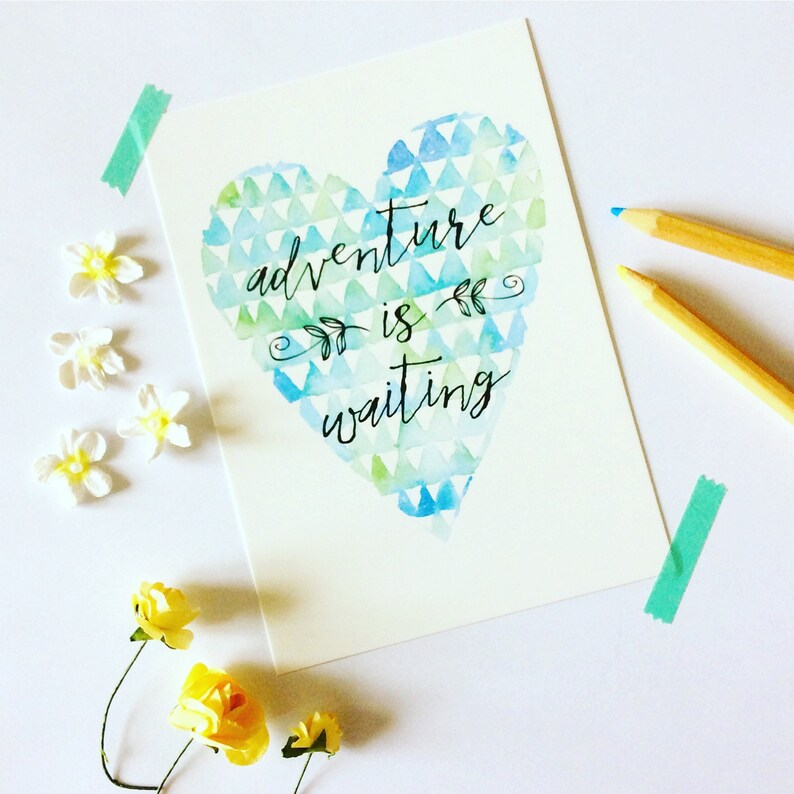 Quote Art Postcard Set Pretty Geometric Watercolour Postcards | Etsy