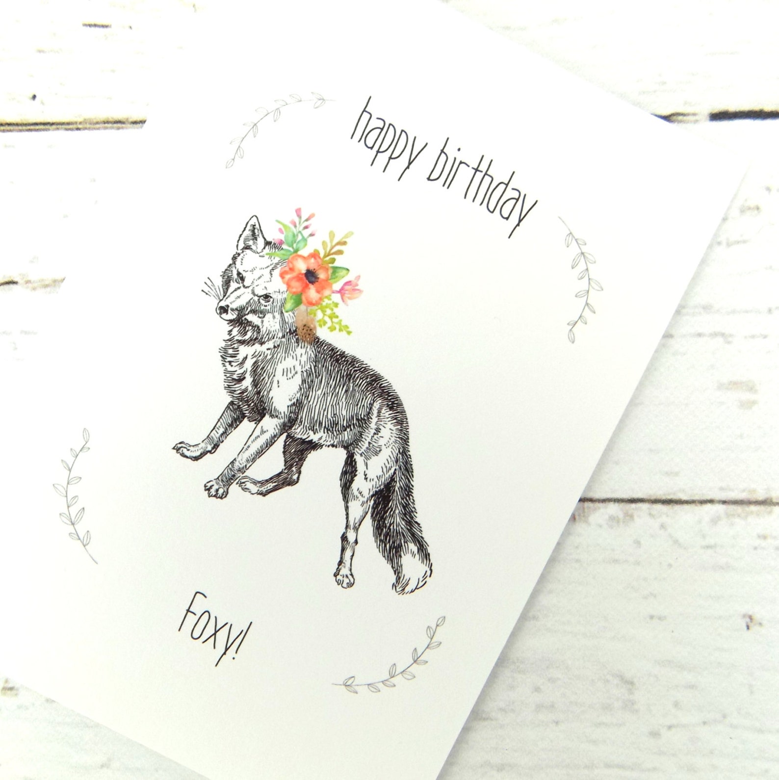 Fox Print Birthday Card Cute Funny Foxy Birthday Card - Etsy