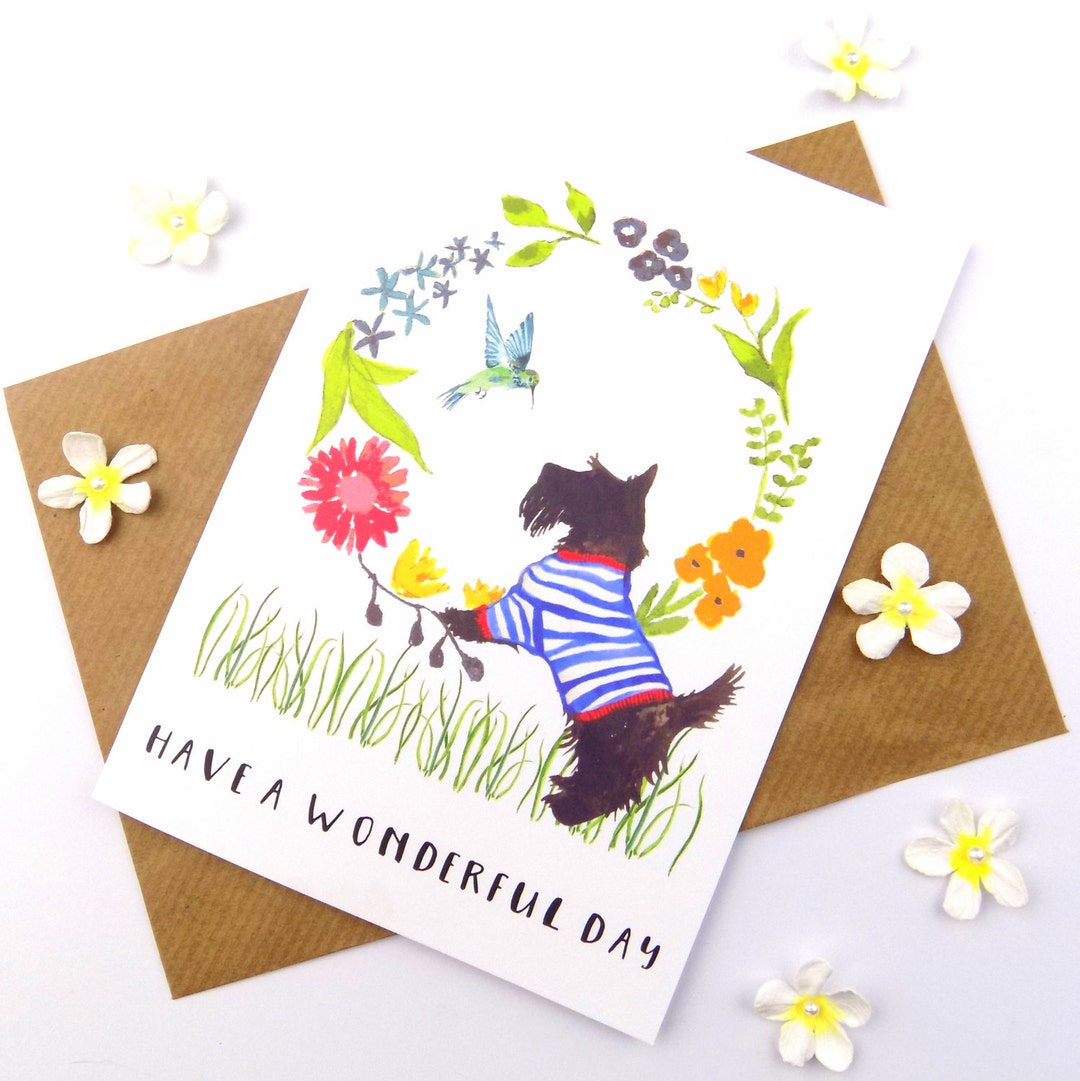Dog Print Greeting Card, Wonderful Day, Just Because, Dog Lover Card ...