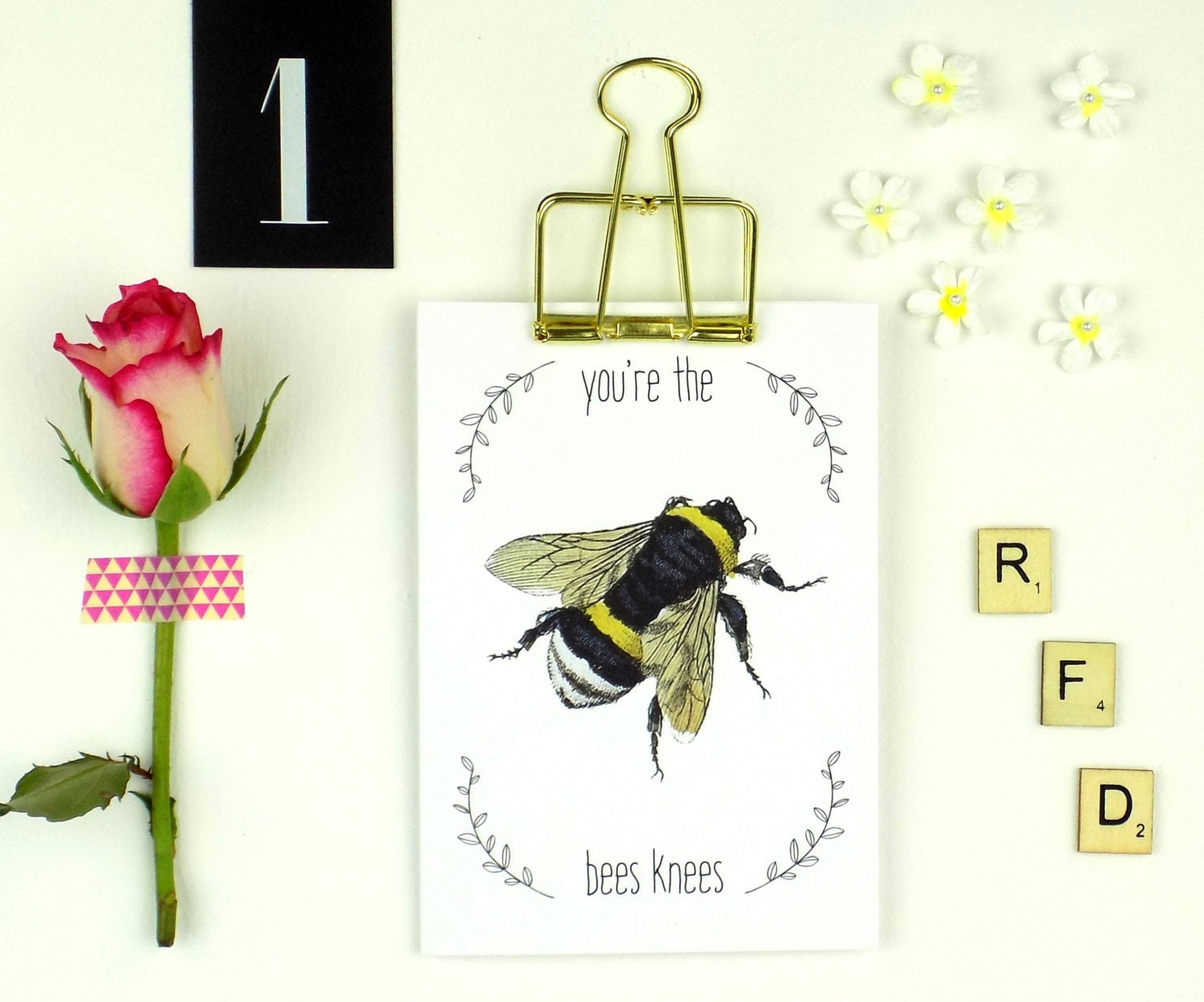 Bee Print Card Cute Funny Blank Bee Art Greetings Card | Etsy