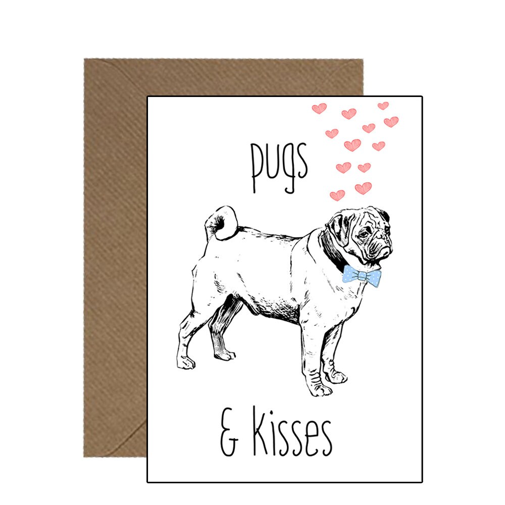 Pug Card Pug Gifts Cute Funny Pug Print Greeting Card | Etsy