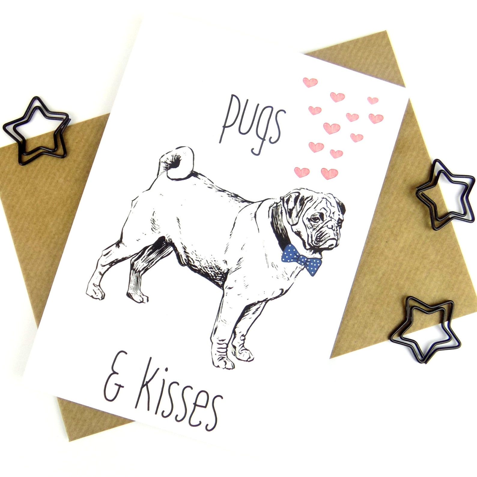 Pug Card Pug Gifts Cute Funny Pug Print Greeting Card | Etsy