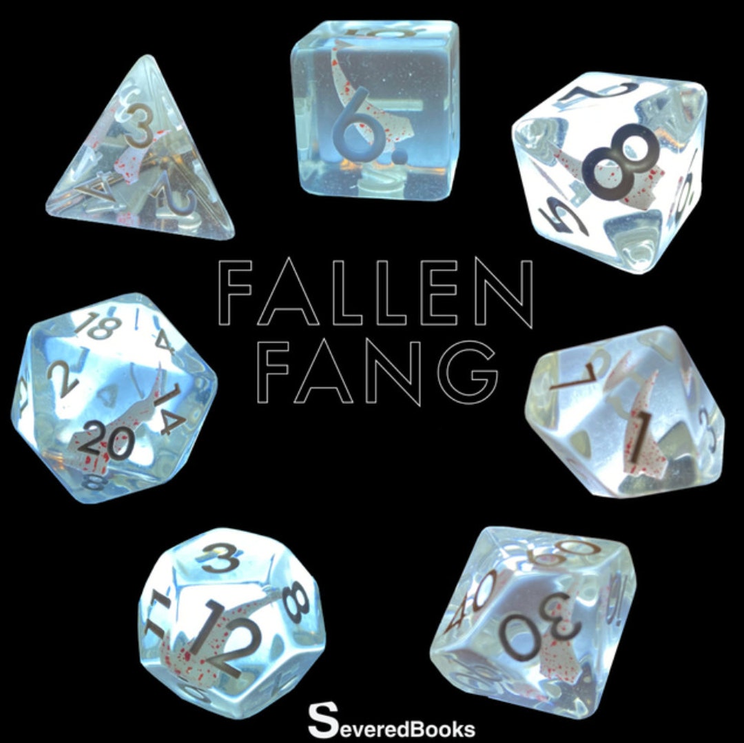 Preorder - Fallen Fang Dice Set - WHITE Ink - Dungeons and Dragons ...
