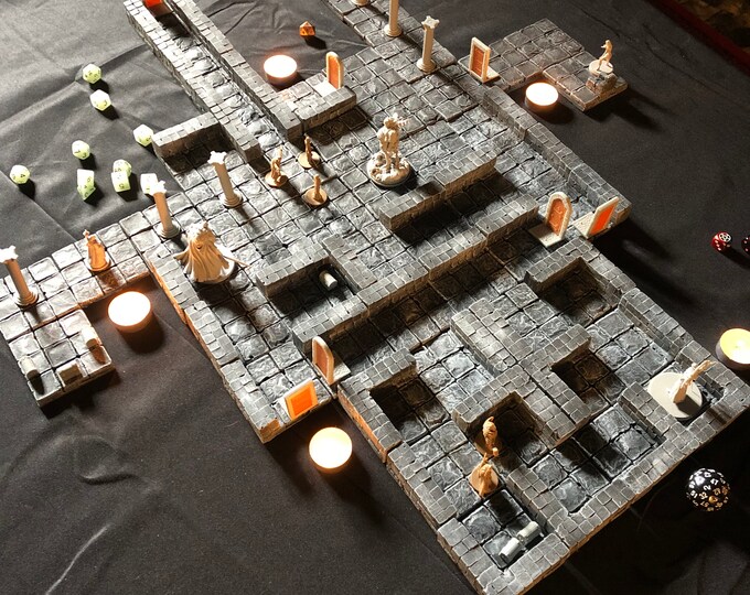 MASSIVE Set of 52 Painted Dungeon Tiles Modular Dnd Dungeons and ...