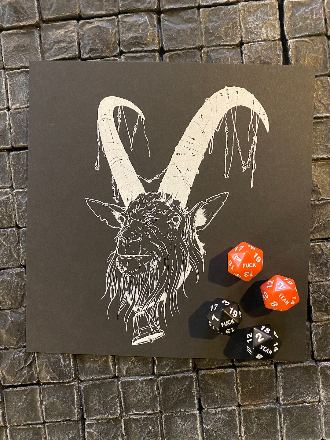 Limited Edition Black Goat Print With 4 F Yeah D20s - Dungeons and ...