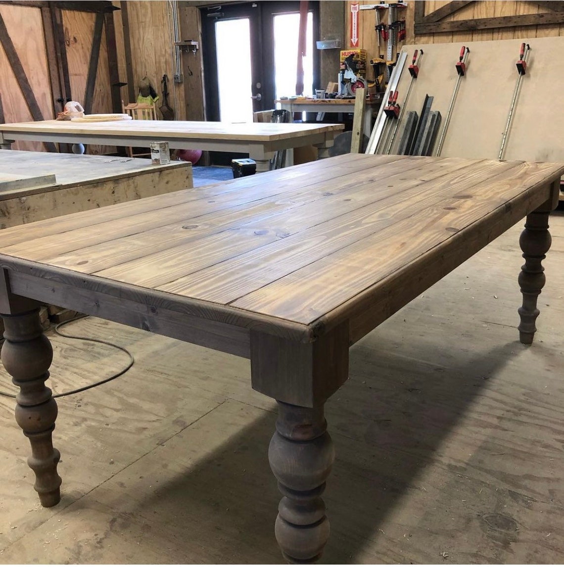Farmhouse Dining Table // Chunky Legs // Distressed Dining - Etsy