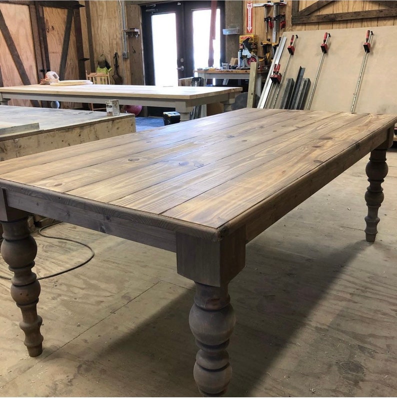 Farmhouse Dining Table // Chunky Legs // Distressed Dining - Etsy