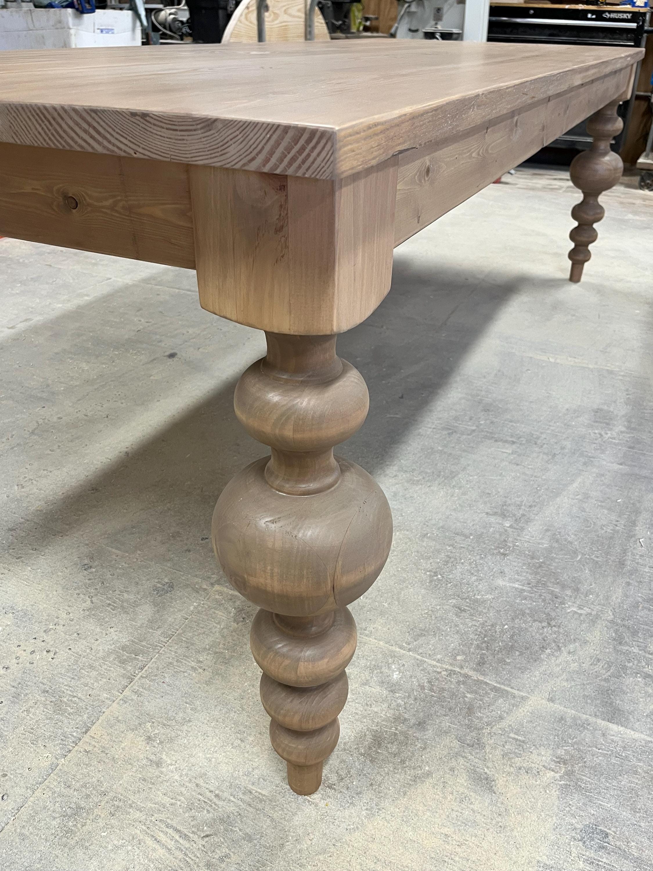 Wood Farmhouse Dining Table With Turned Ball Legs - Etsy