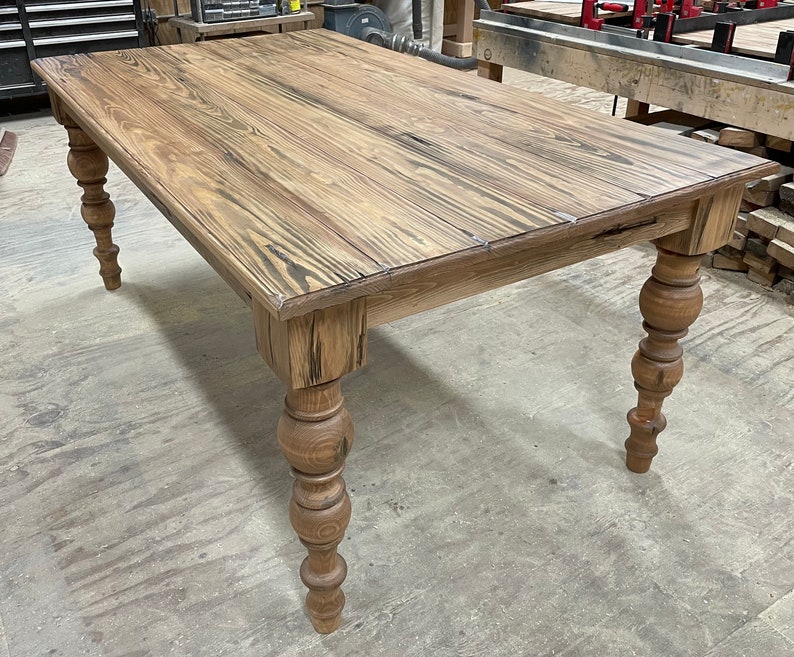 Farmhouse Dining Table // Chunky Legs // Distressed Dining - Etsy