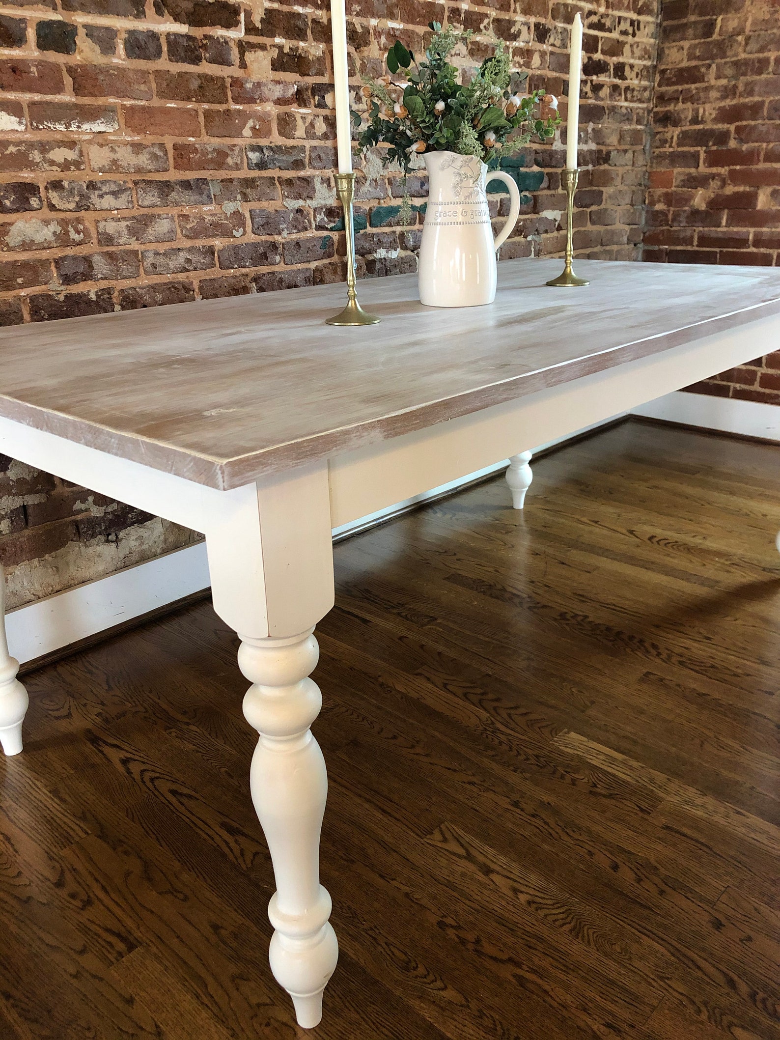 Distressed Farmhouse Dining Table: Turned Legs, Family Style, Wood - Etsy