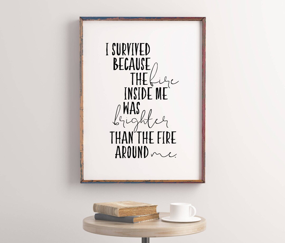 Motivational Wall Art, Fire Inside Me Quote, Daily Reminder, Note to ...
