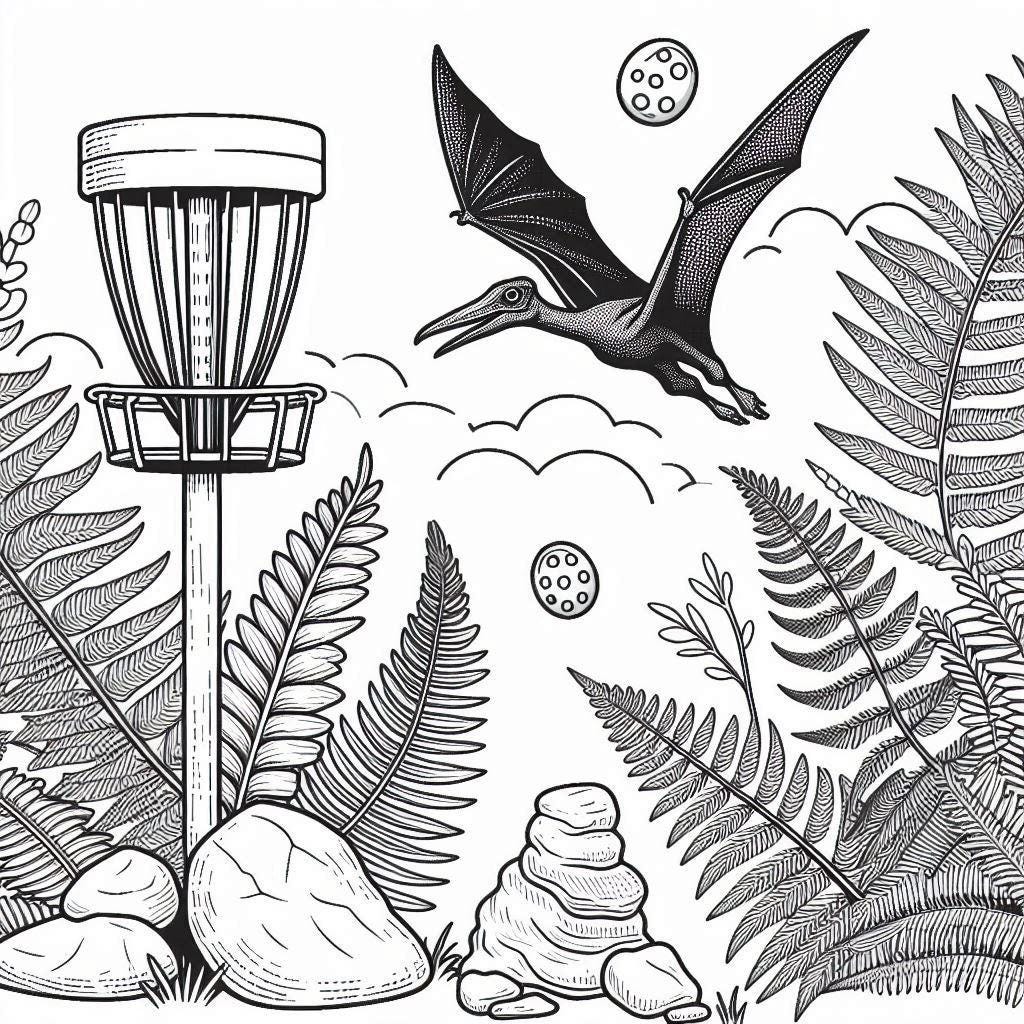 12 Dinosaurs Playing Disc Golf Coloring Pages for Kids and Adults Cute ...