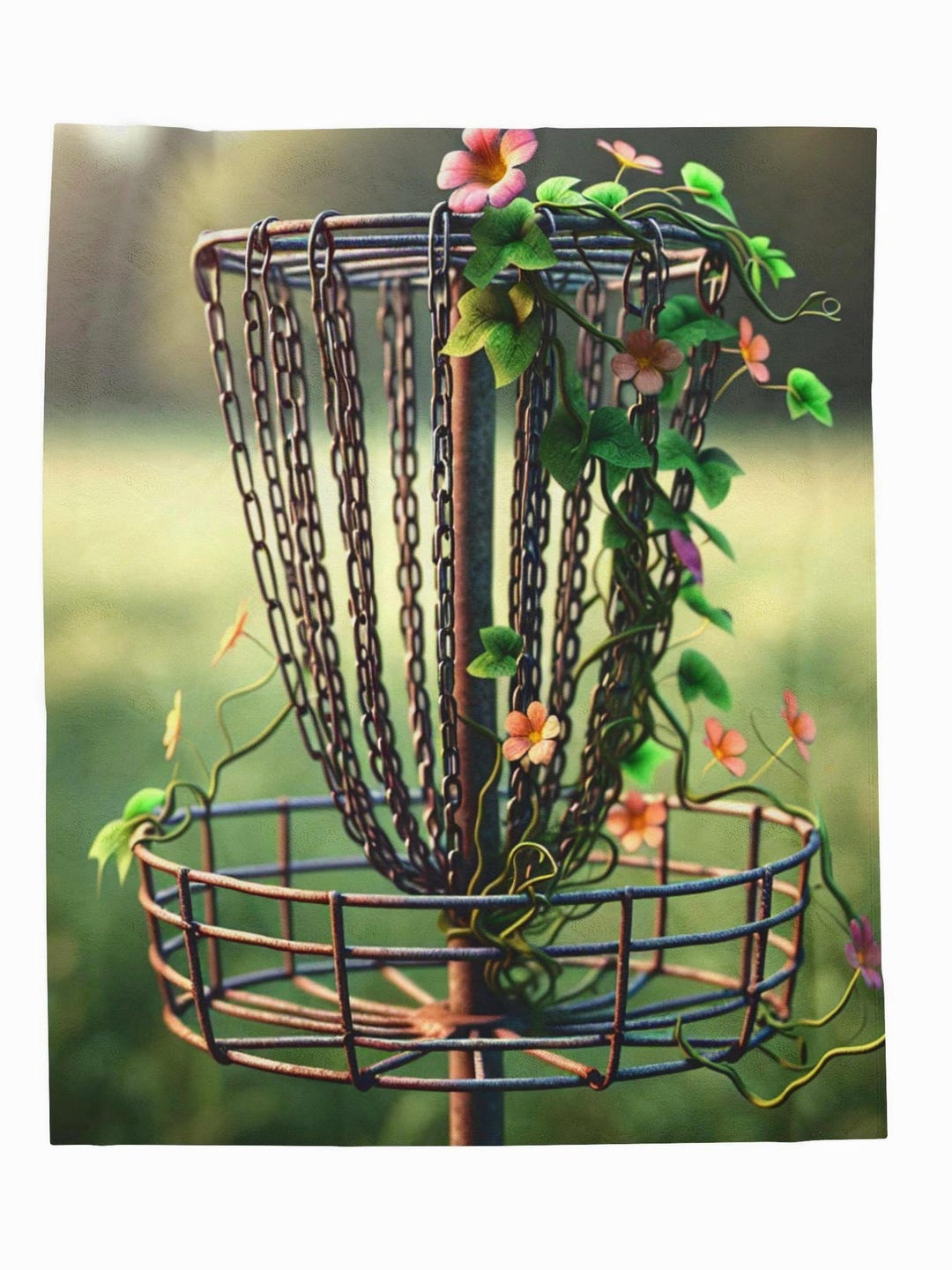 Floral Disc Golf Basket Velveteen Plush Blanket Lap Throw Cottagecore ...