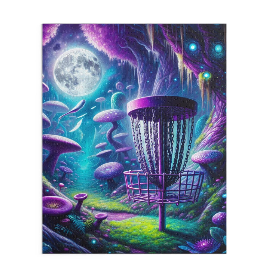 Psychedelic and Groovy Disc Golf Puzzle, 500-piece, Purple Fantasy ...