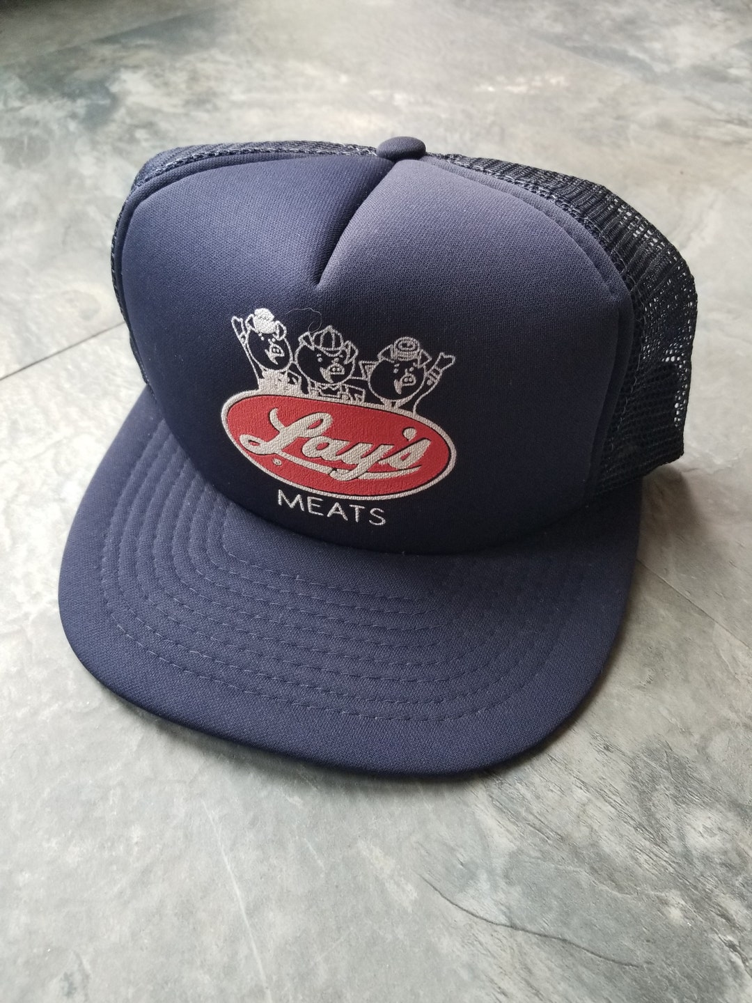 Vtg Lays Meats Trucker Hat Cap - Blue Mesh Baseball Cap - 3 Little Pigs ...