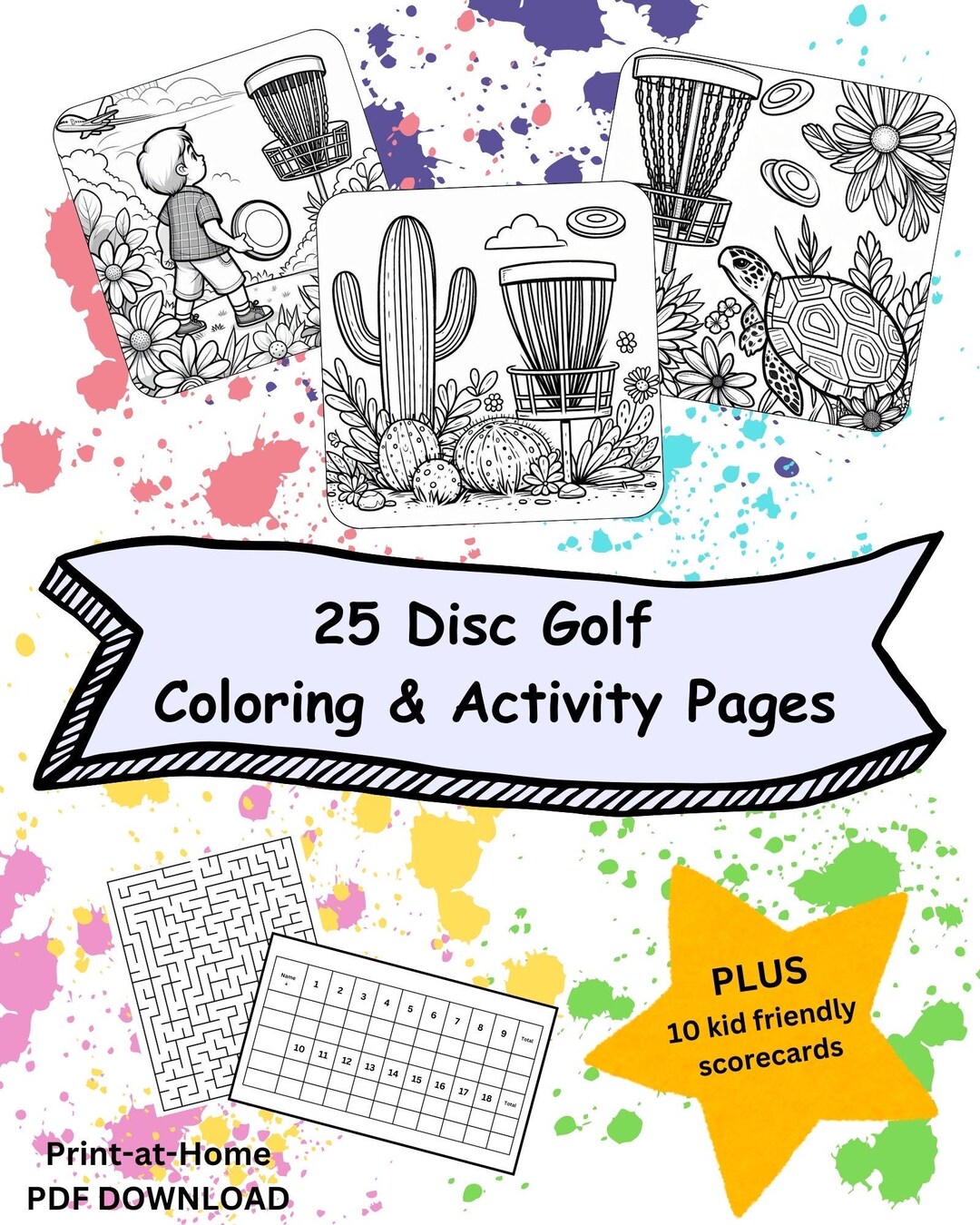 25 Disc Golf Coloring & Activity Pages PLUS Family Friendly Scorecards ...