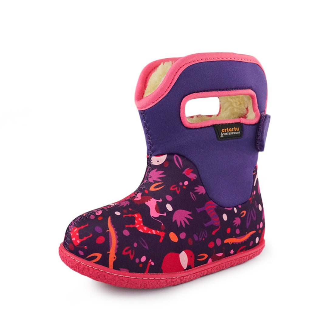 Waterproof Toddler Snow Boots, Zoo Animal Print, Furry Lined High Boots ...