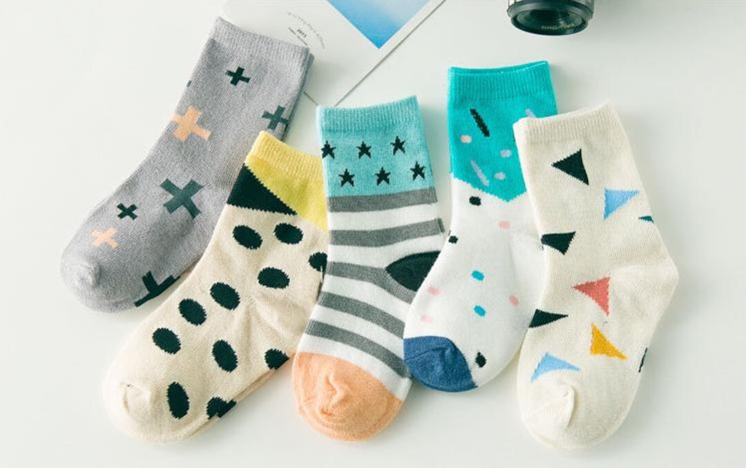 Kids Ankle High Socks | Symbol Patterns | Stars Dots Triangles Crosses ...