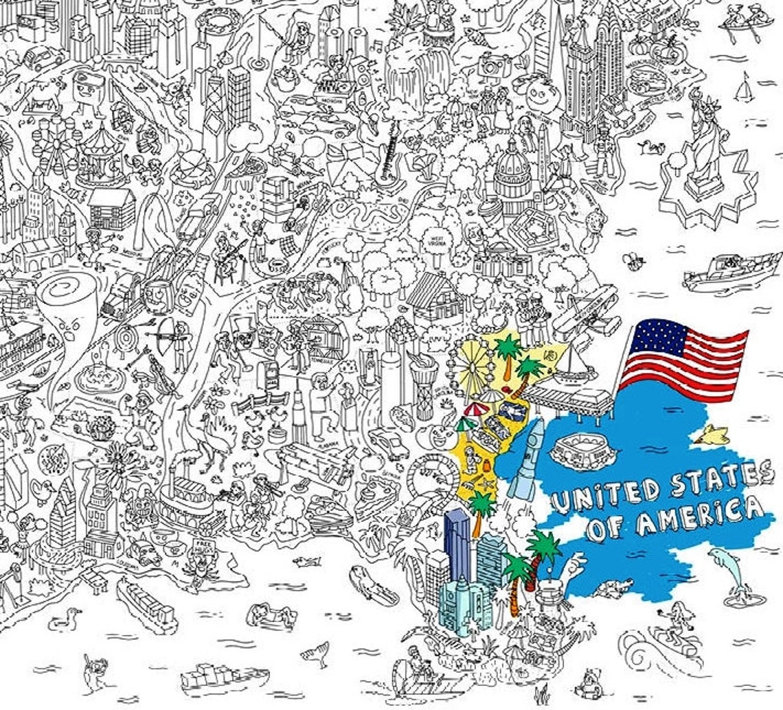 OMY Coloring XXL Poster Roll USA 6'x3' - Etsy