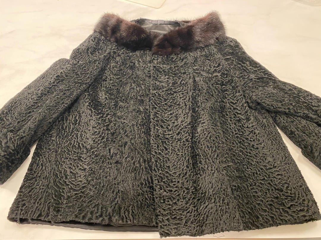 Vintage Women's Bespoke Curly Lamb Wool Fur Collar Swing Coat - Etsy