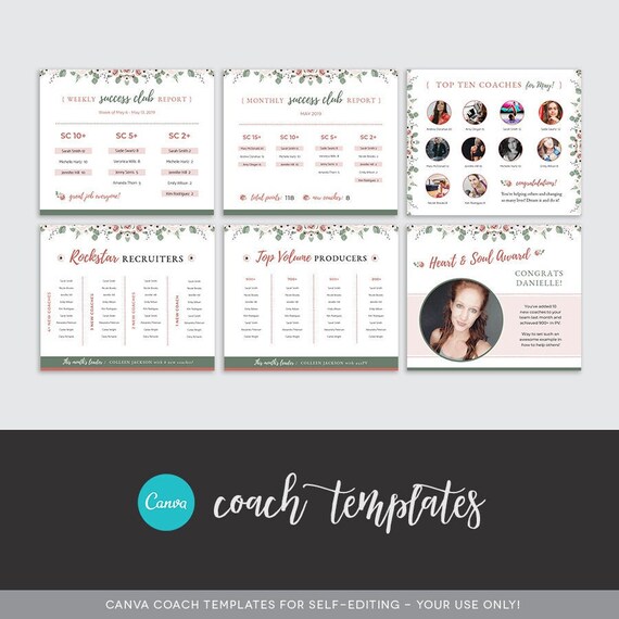 CANVA Rose Floral Coach Templates Coach Success Club | Etsy