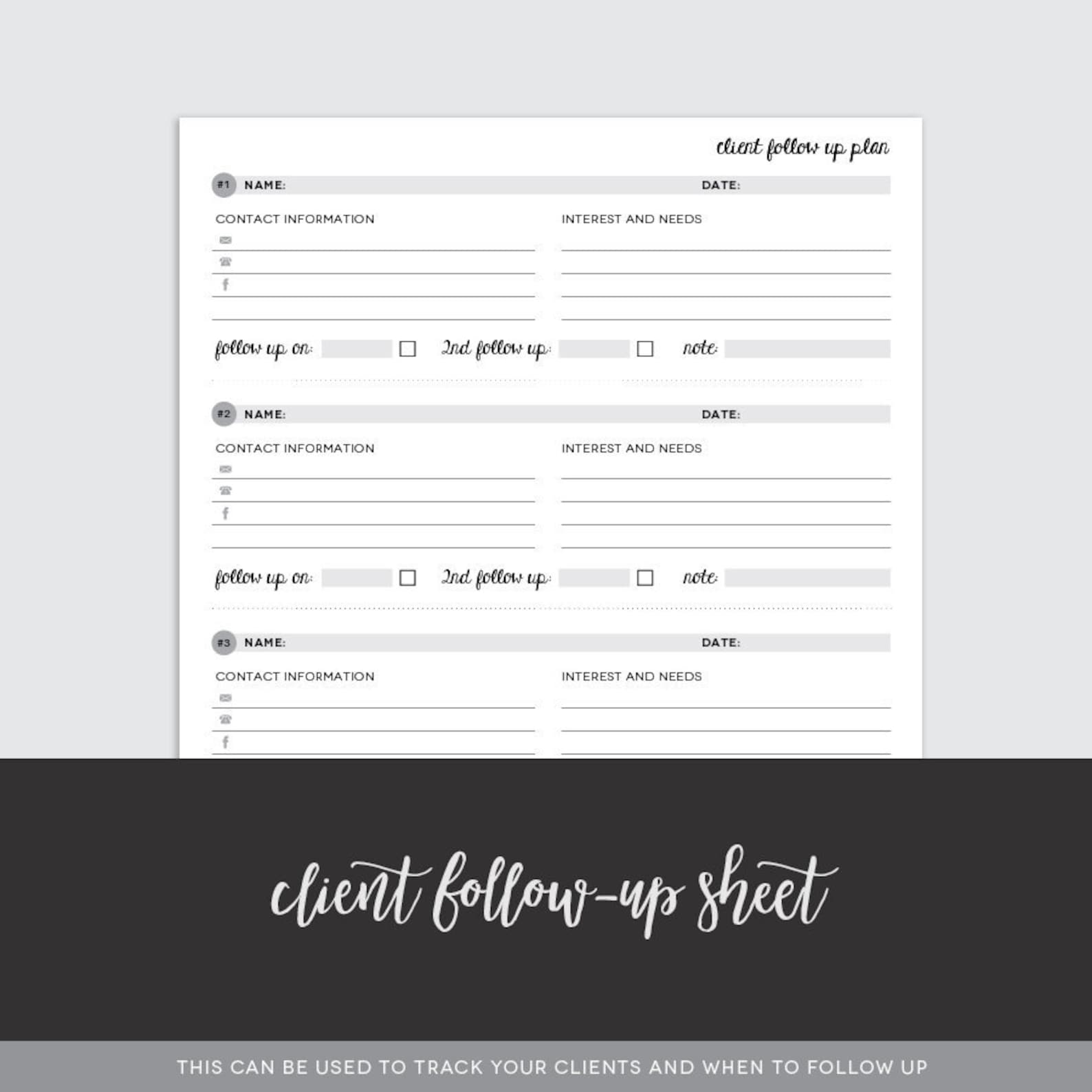Client Follow up Sheet Challenger Follow up Log Client Log Customer Log ...