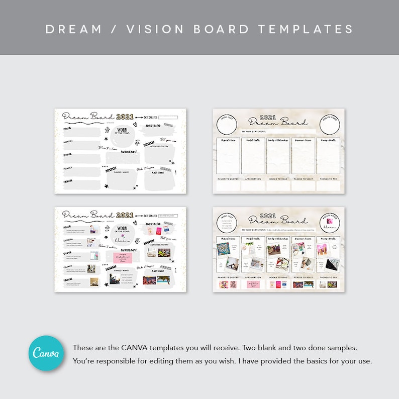 CANVA Dream Board Vision Board Visual Goal Setting - Etsy
