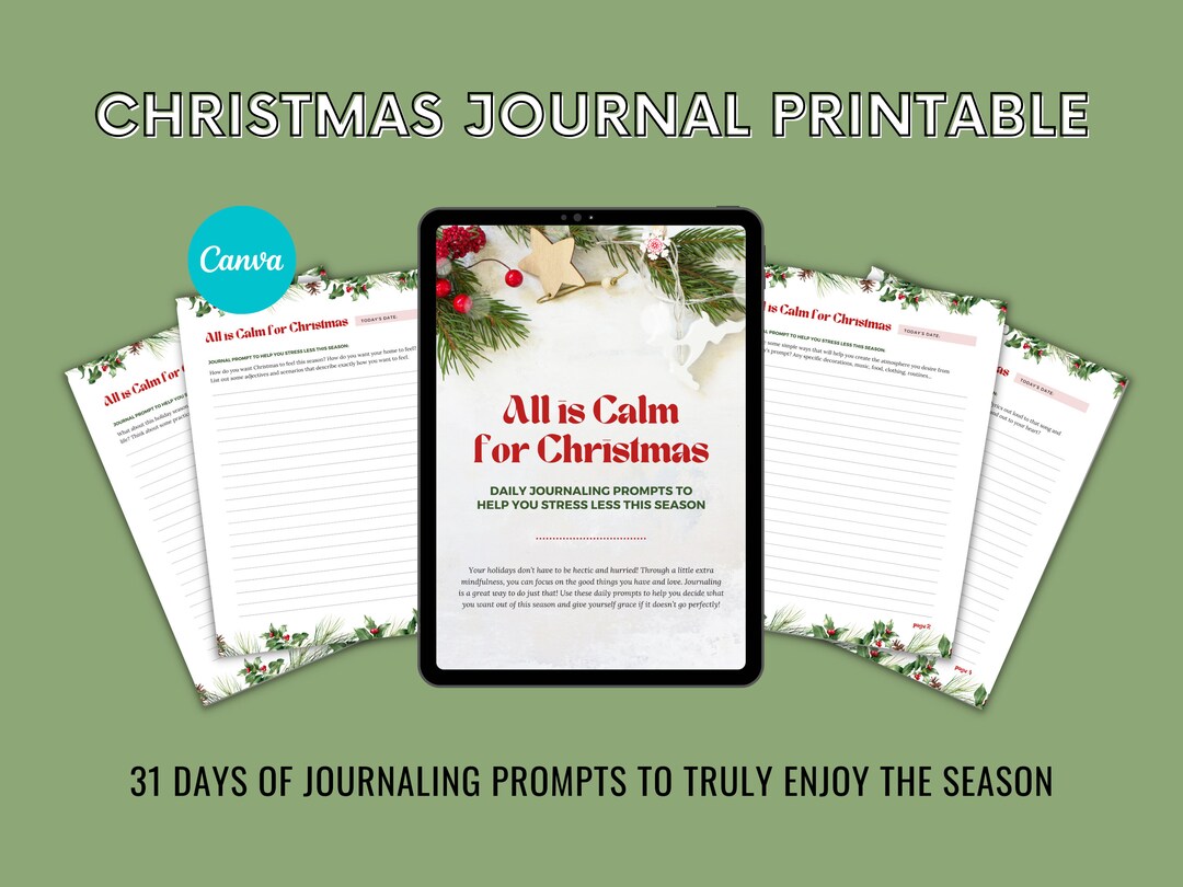 31 Day Christmas Journal Prompts Workbook, Printable Daily Prompted ...