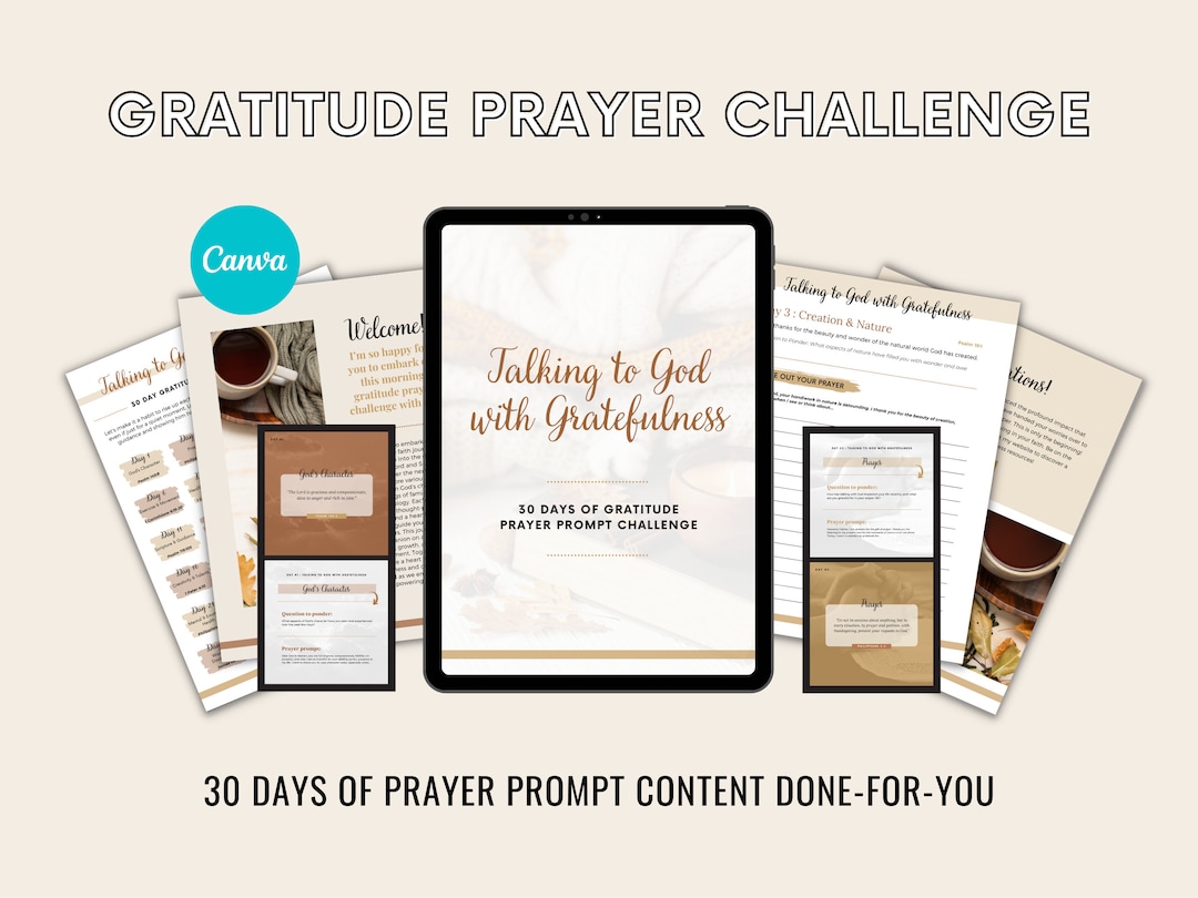 30 Day Gratitude Prayer Prompt Journal Challenge, Prayer Journaling ...