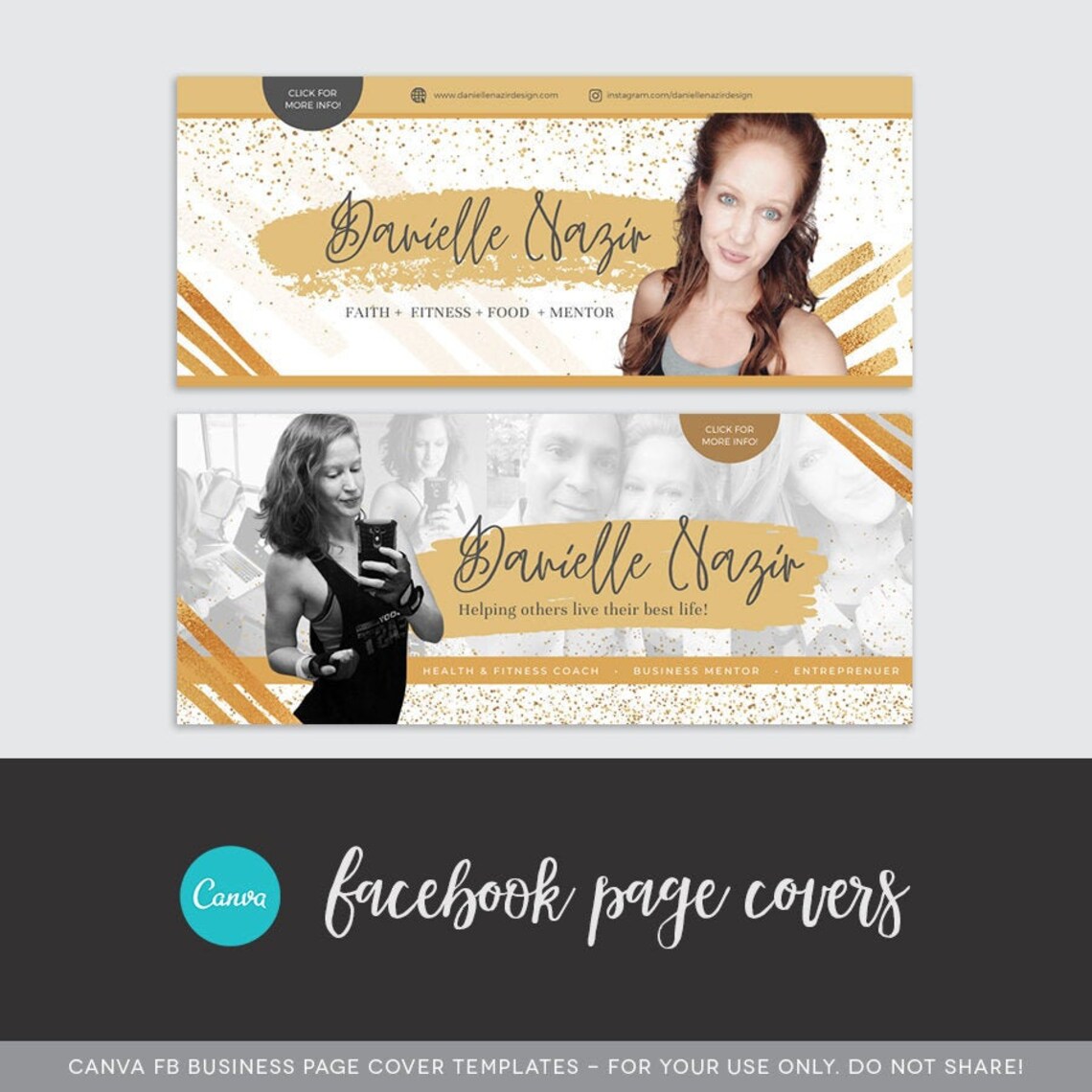 CANVA Gold Glitz Facebook Covers Coach Facebook Cover | Etsy