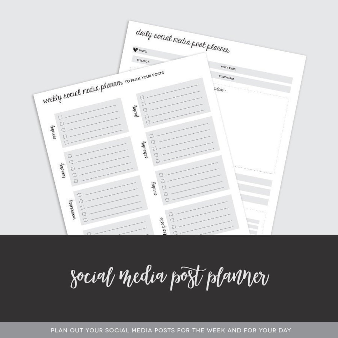 Social Media Post Planner - Social Media Post Sheet - Plan Out Your ...
