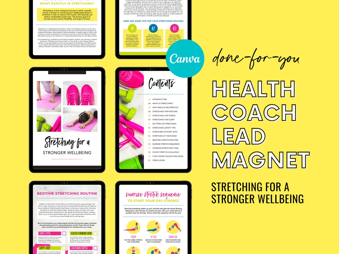 Stretching for A Stronger Wellbeing, Wellness Canva Template, Health ...