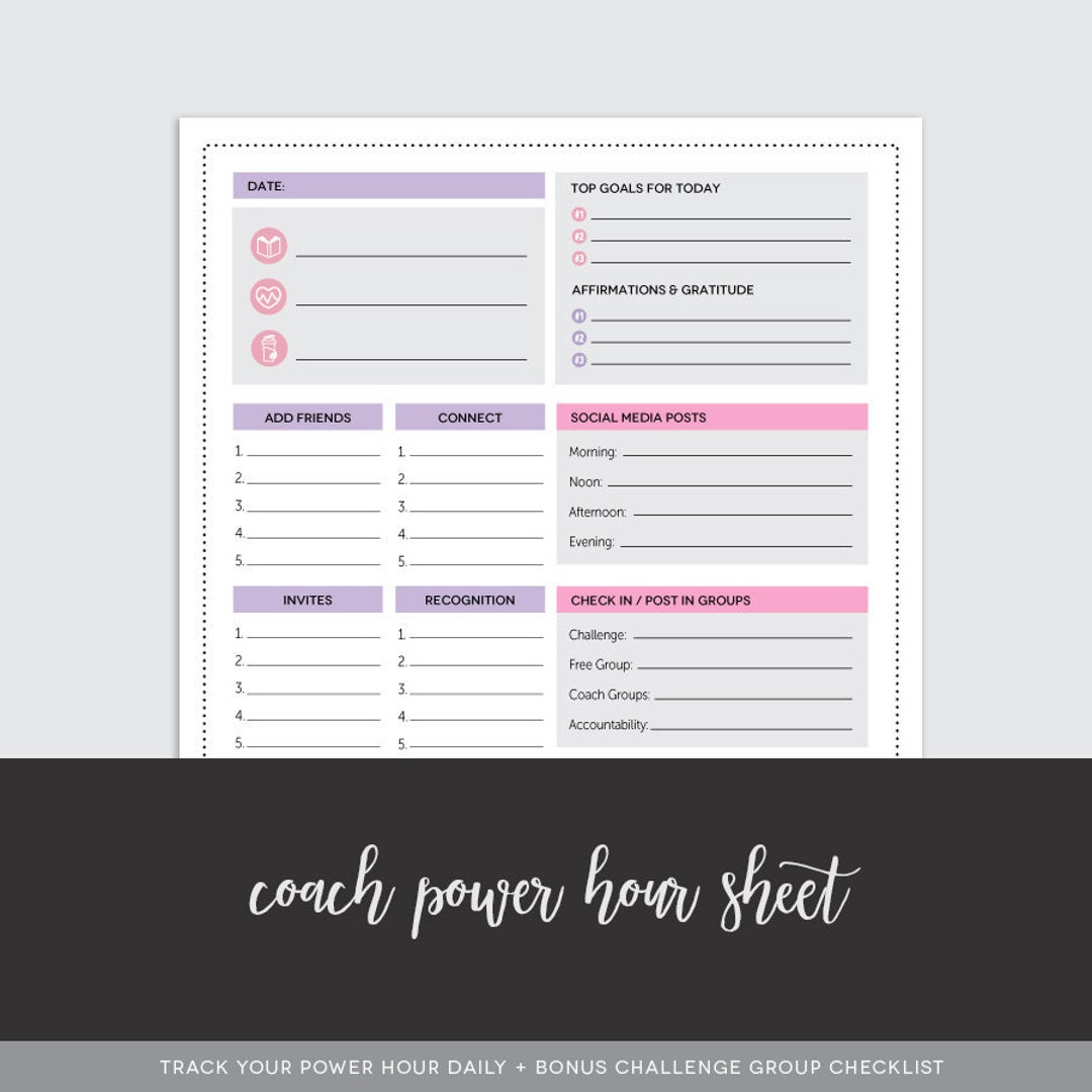Coach Power Hour Sheet + BONUS Challenge Group Checklist - Coach Action ...