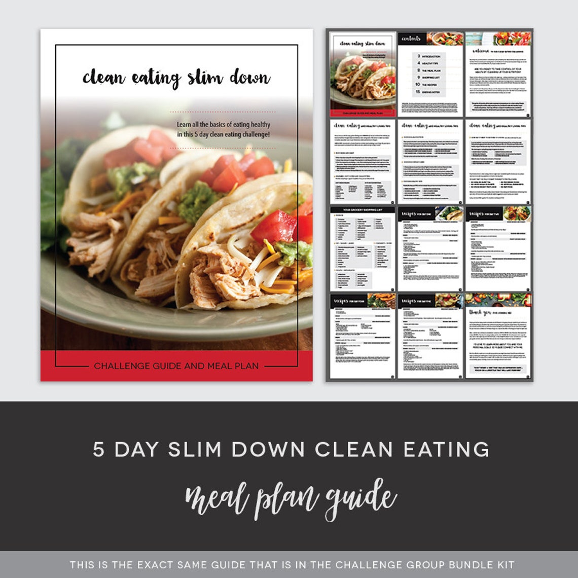 5 Day Slim Down Clean Eating Meal Plan Healthy Eating Meal | Etsy