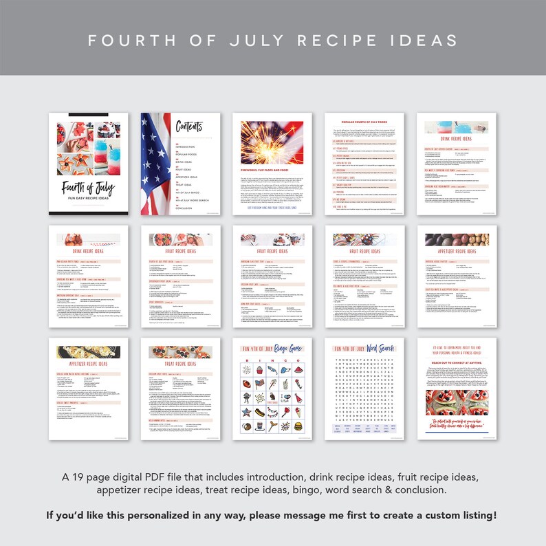 Fun Fourth of July Guide 4th of July Recipes Idea Guide | Etsy