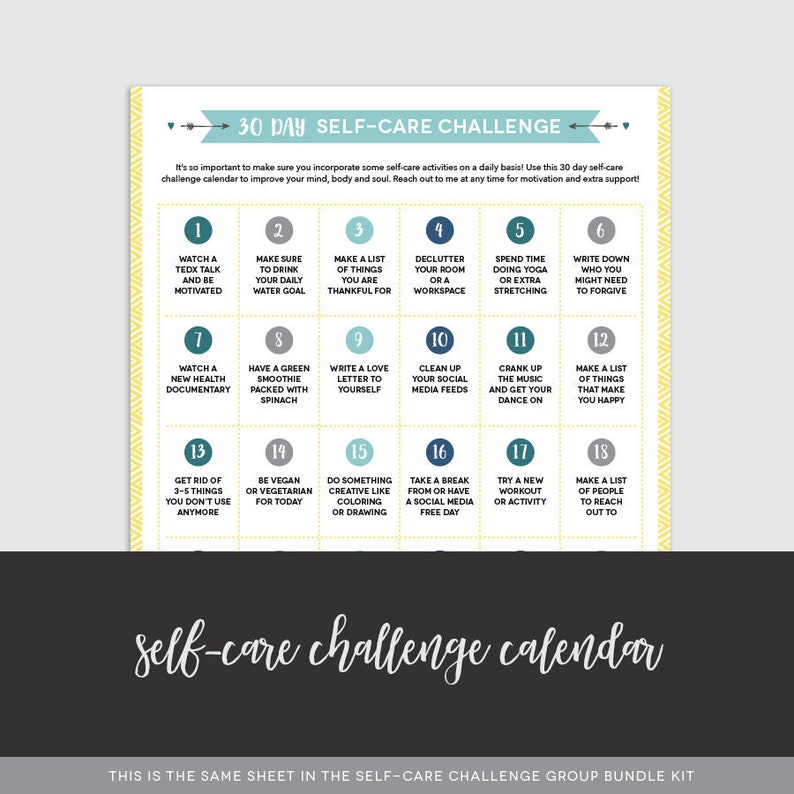 Self-care Challenge Calendar PERSONAL-USE - Etsy