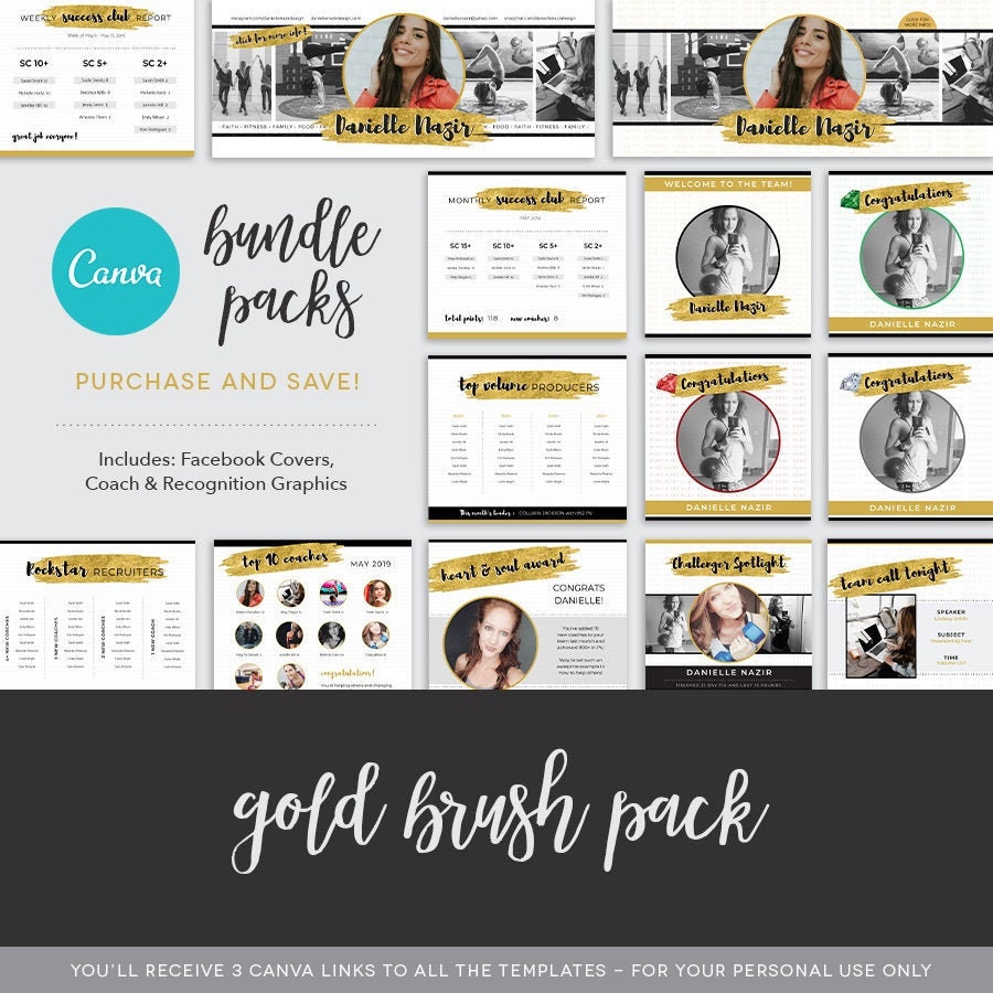 Stationery CANVA BUNDLE Gold Brush Graphics Recognition Graphics Coach ...