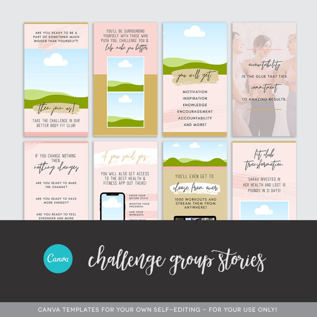 CANVA What is a Challenge Group Stories - Coach Story Images - Fit Club ...