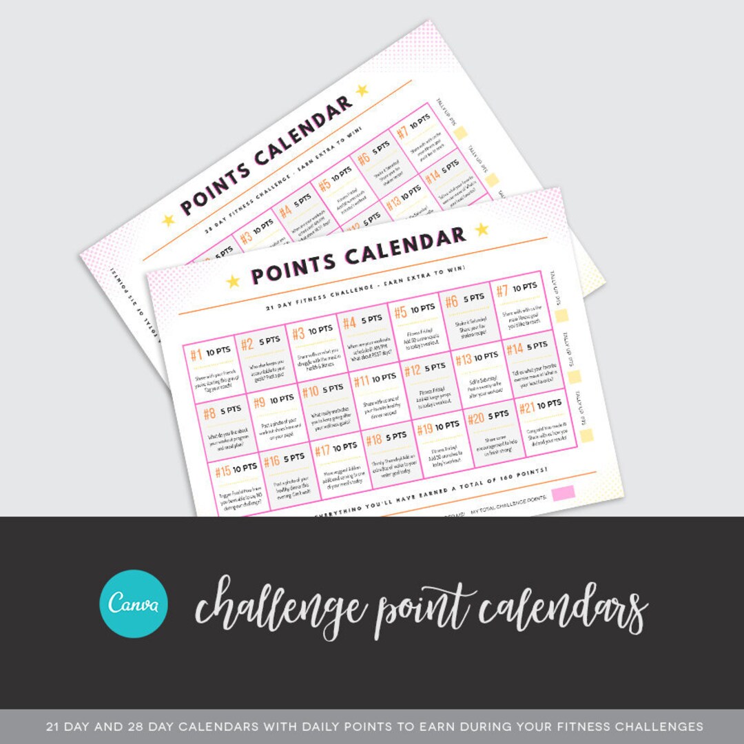 CANVA - Point Calendar Templates - Coach Points Challenge - Mini ...