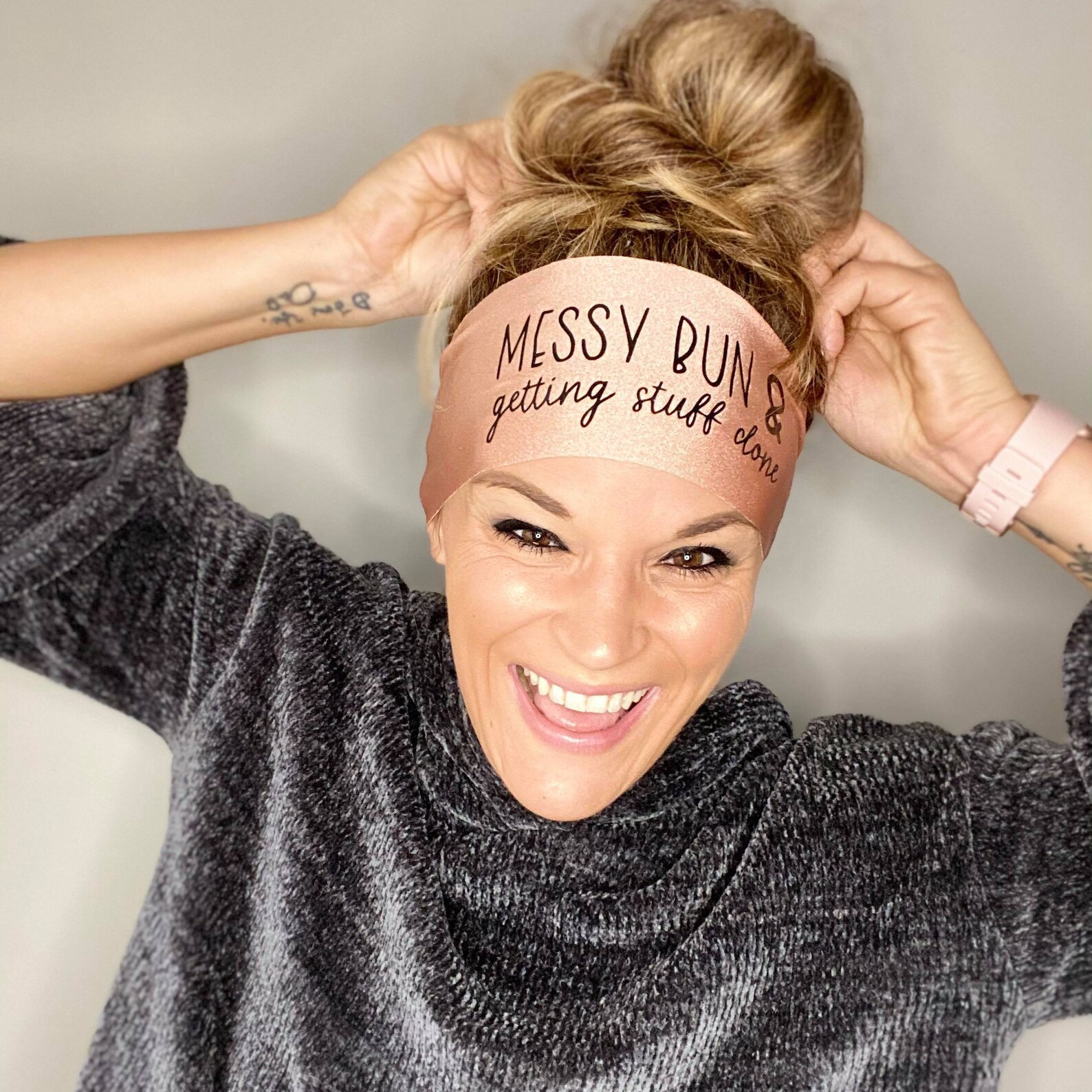 Messy Bun & Getting Stuff Done - Messy Bun Headband - Sweat Headband ...