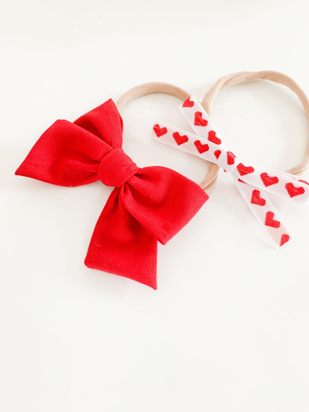 Heart Duo/ Valentines Day Bows/ Baby Bows/ Headbands/ Cute Baby Bows ...