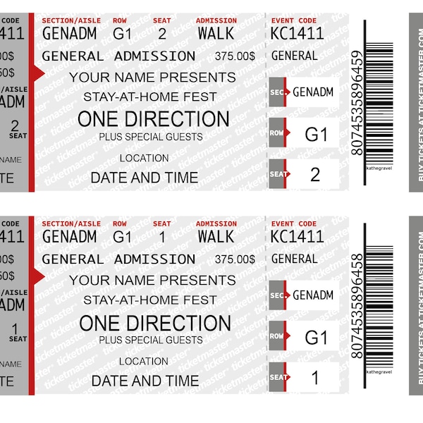One Direction Ticket - Etsy