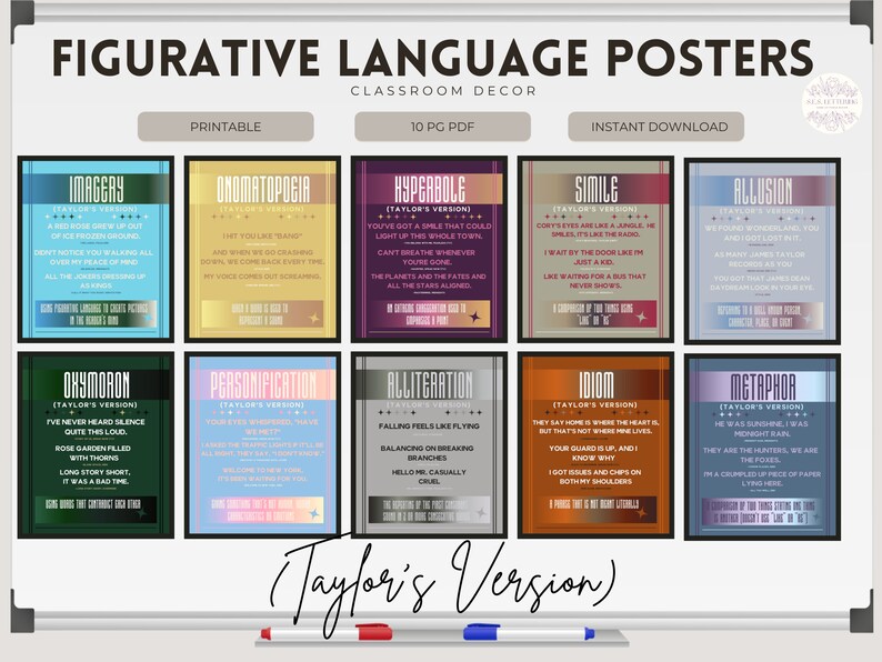 Taylor Swift Inspired Figurative Language Posters - Etsy