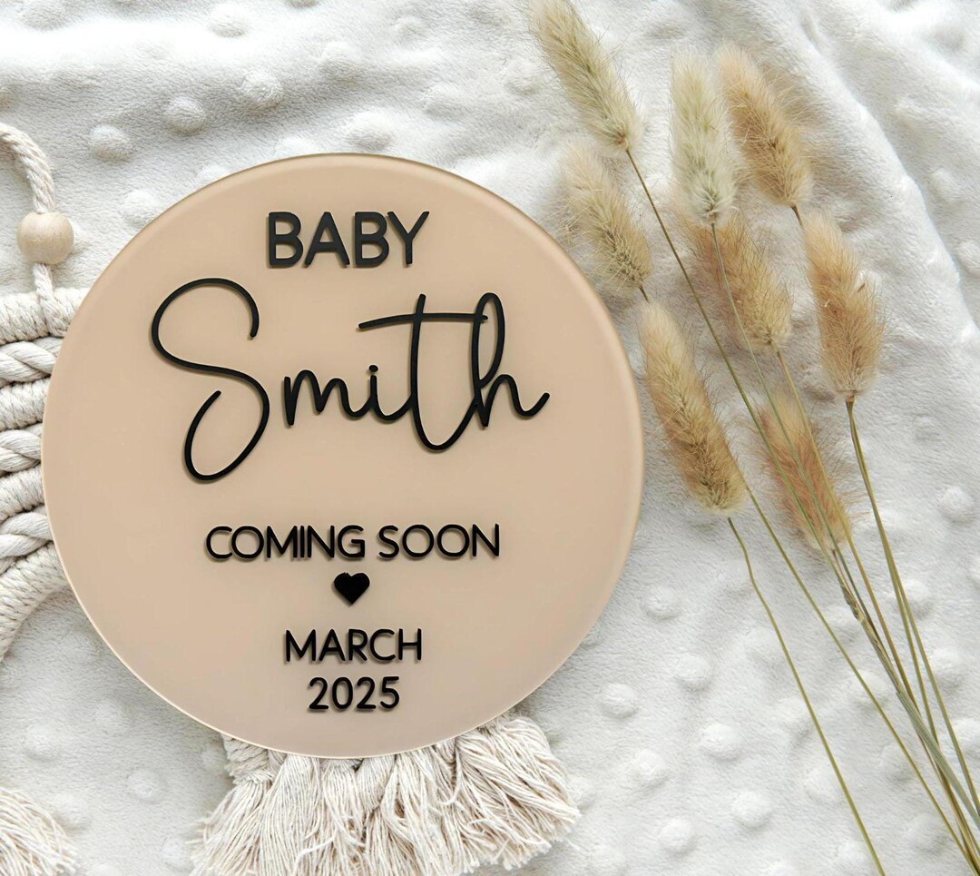 Acrylic Round Pregnancy Announcement | Pregnancy Announcement Acrylic ...