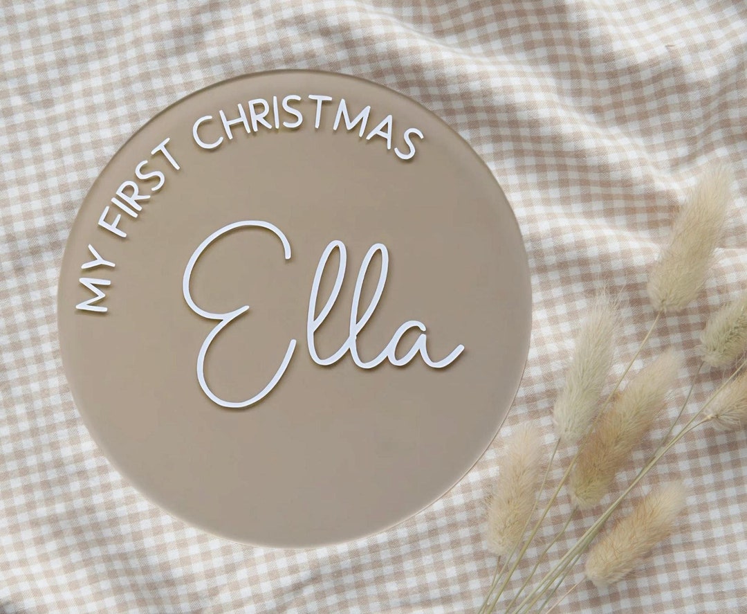 Baby’s First Christmas Acrylic Round Sign,personalized Christmas Sign ...