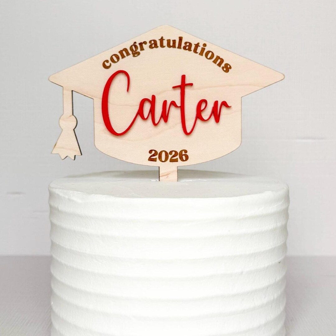 Personalized Wood and Acrylic Graduation Cake Topper - Etsy