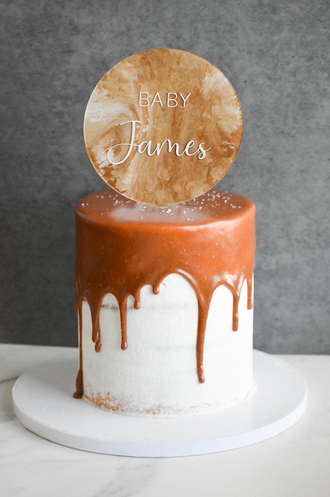Marbled Acrylic Cake Topper: Custom Baby Shower Decor - Etsy